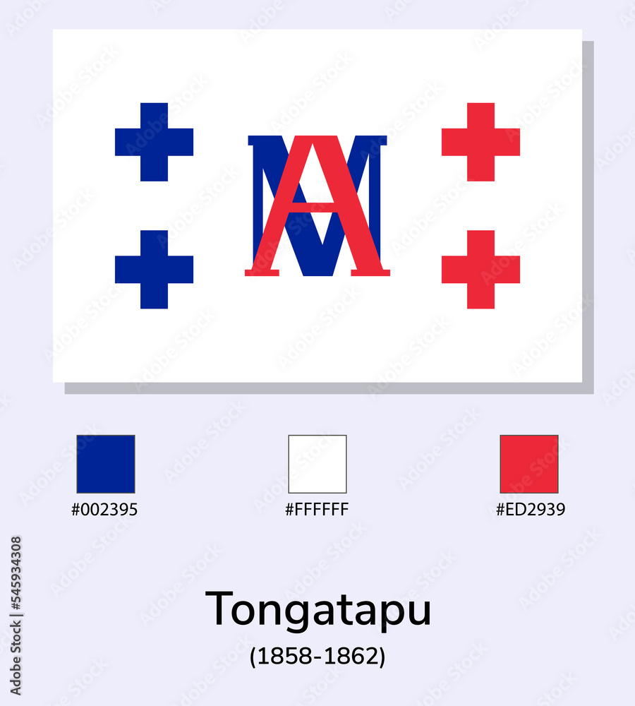 Vector Illustration of Tongatapu (1858-1862) flag isolated on light ...