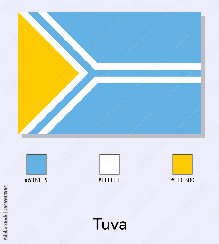 Vector Illustration of Tuva flag isolated on light blue background. Illustration Tuva flag with ...