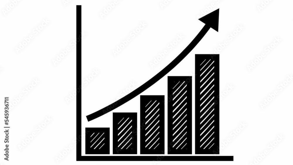 Animated financial growth chart with trend line graph. black symbol ...