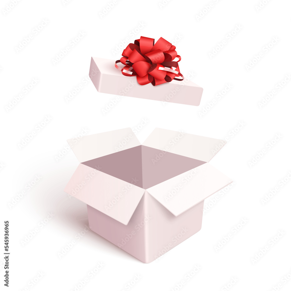 Open gift box with confetti burst explosion isolated. 3d vector ...
