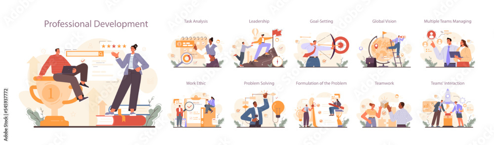 Soft skills concept set. Business people or employee professional ...