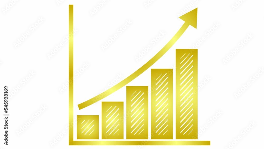 Animated financial growth chart with trend line graph. golden symbol ...