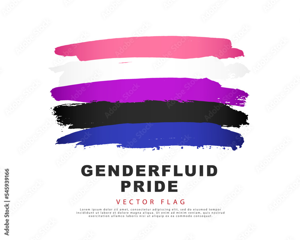 Pink, white, purple, black and blue brush strokes drawn by hand. Flag ...