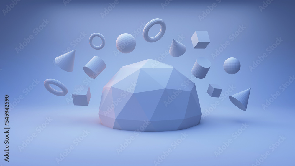 Realistic render white 3D objects Minimalistic simple different angles ...