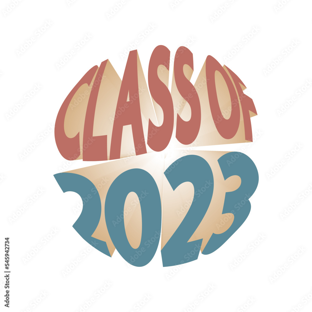Class of 2023 school concept. Text in the form of a circle on a white ...