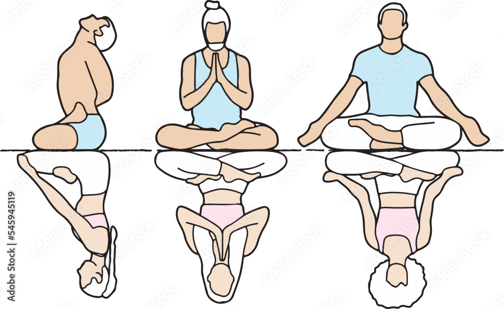 Vetor de Lotus Pose Padmasana beginner yoga breathing pose hip opening ...