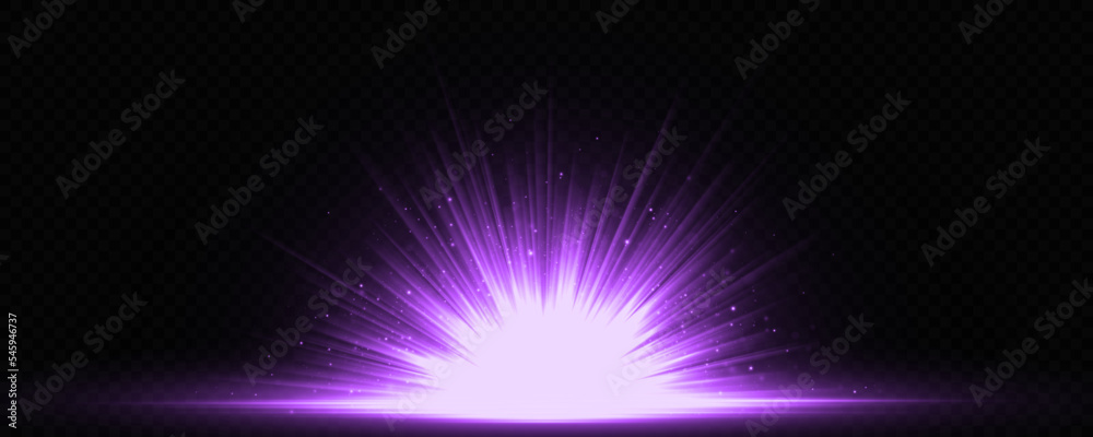 Horizontal bursts of exploding star. Sparkle light rays. Shining flares ...