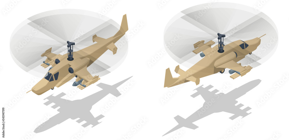 Isometric Attack helicopter, scout helicopter Ka-50, ka-52 , Black ...