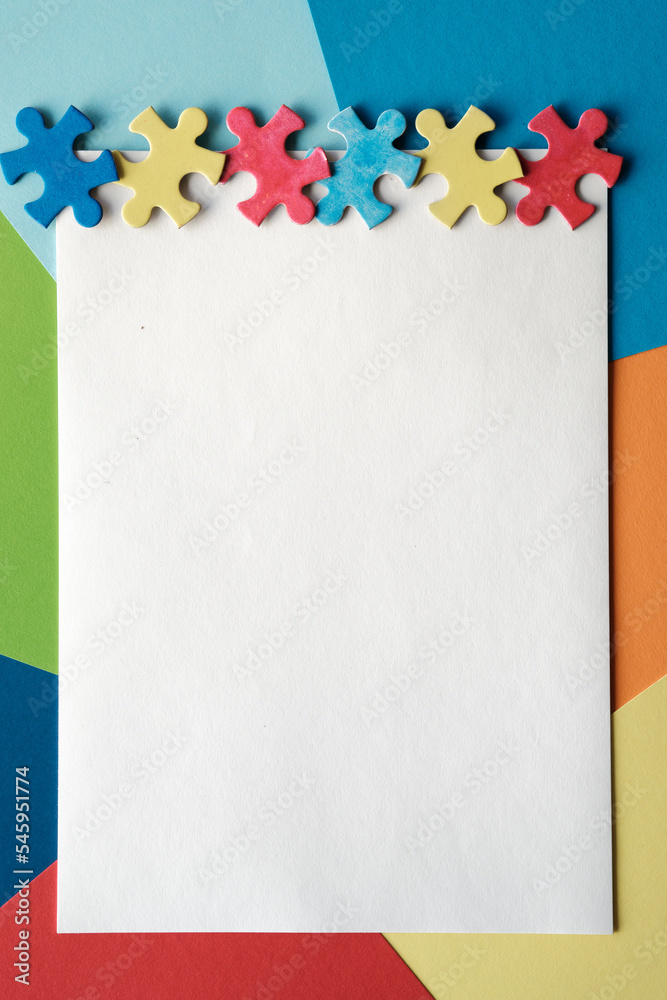 Autism Awareness Day, World Autism Day, frame with puzzle pieces, copy ...