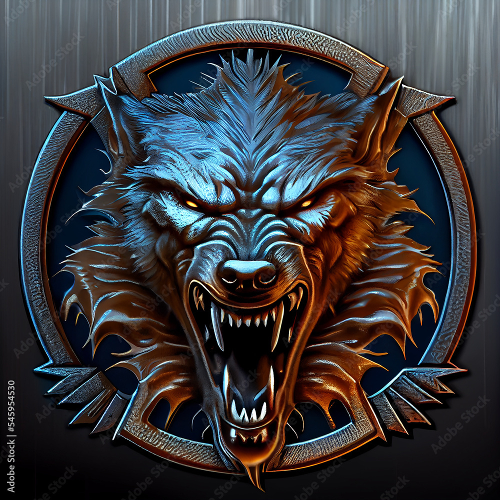 wolf emblem roaring Stock Illustration | Adobe Stock