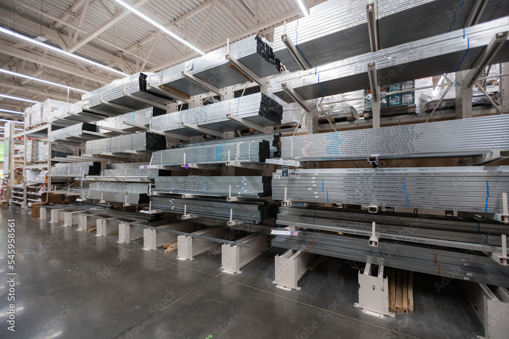 Racks made of rolled metal. Square metal pipes . Profile. A kind of ...