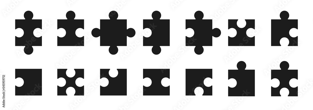 Various sizes puzzle set. Puzzle pieces vector set. Separate the ...