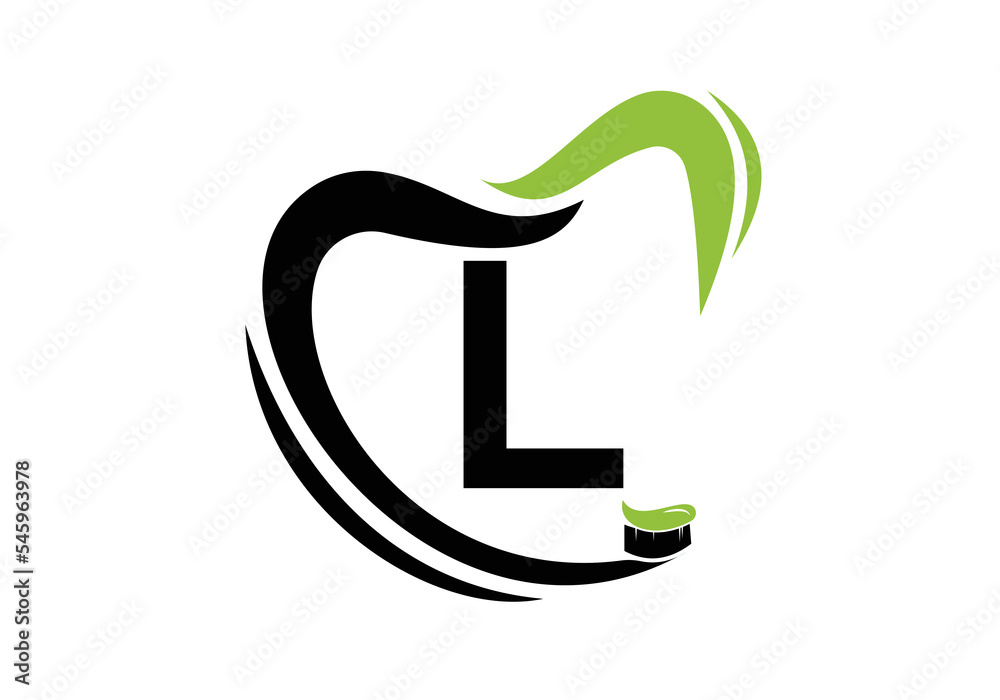 Letter L Dental Logo Design Template Inspiration With Tooth Brush ...