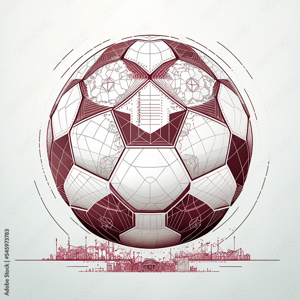 Abstract soccer art. Soccer ball in the city of Doha in Qatar. World ...