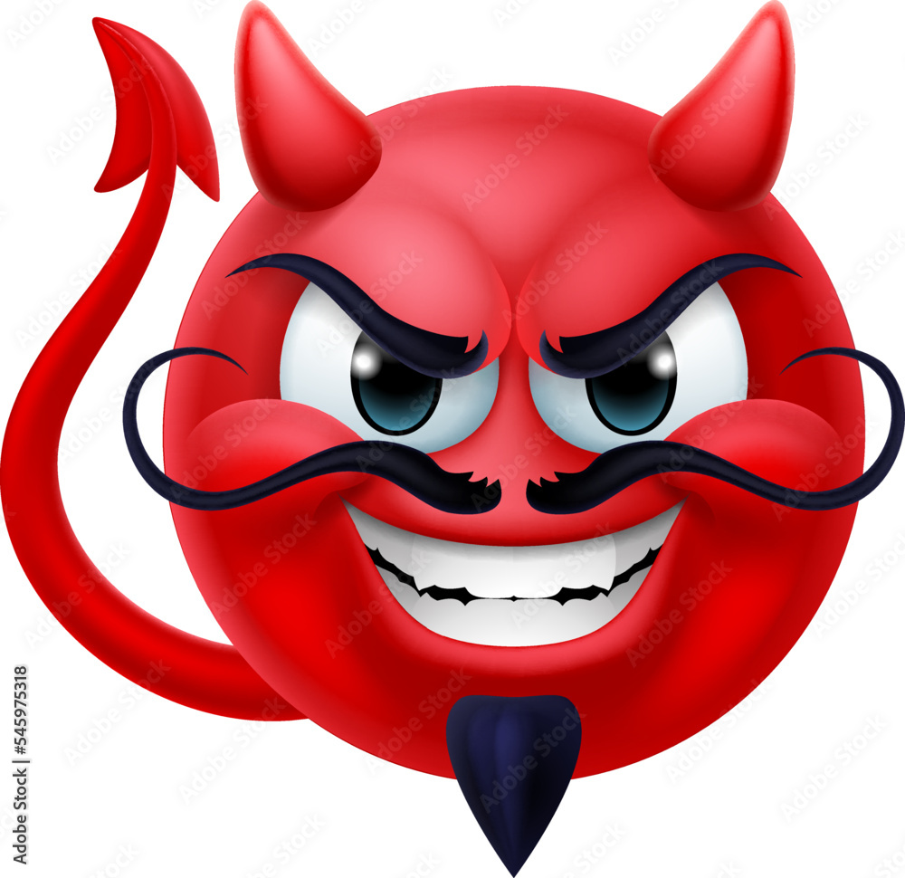 A red devil or satan emoji emoticon man face cartoon icon mascot. Stock ...