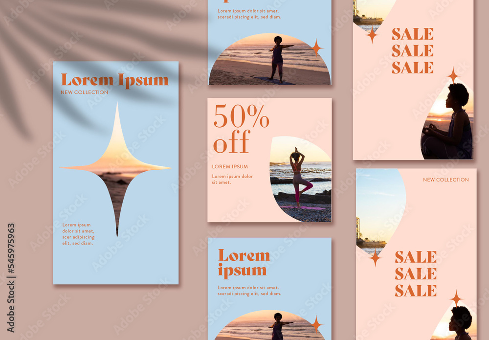 Social Media Set with Illustrative Shapes Stock Template | Adobe Stock