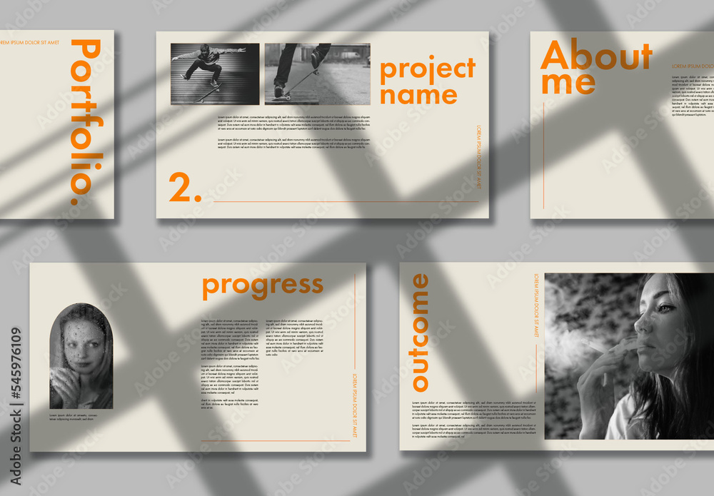 Miminal Portfolio with Orange accent Stock Template | Adobe Stock