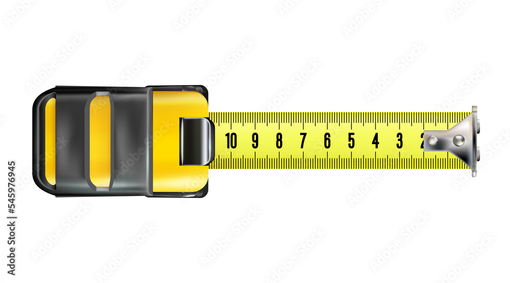 Top view Realistic Tape measure isolated. Photo-realistic roulette ...