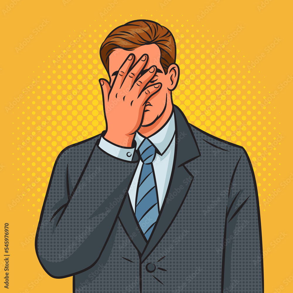 Facepalm gesture pinup pop art retro raster illustration. Comic book ...