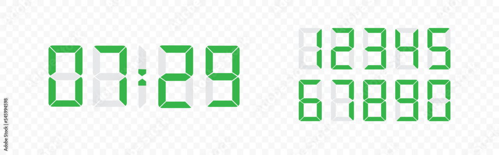 Vector illustration of a digital clock number set Stock Vector | Adobe ...