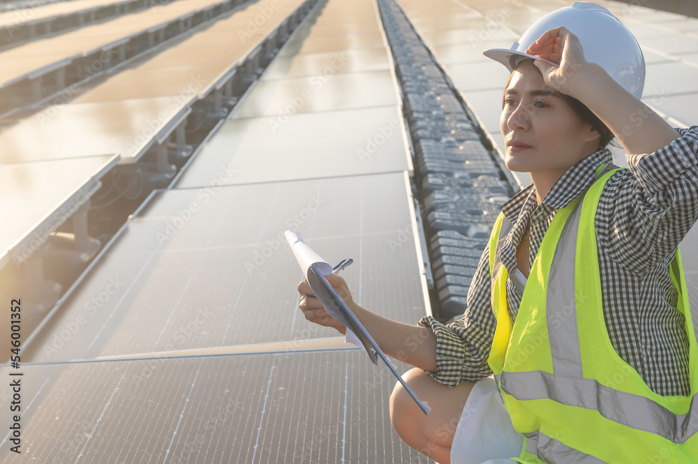 Asian engineer working at Floating solar farm,Renewable energy ...