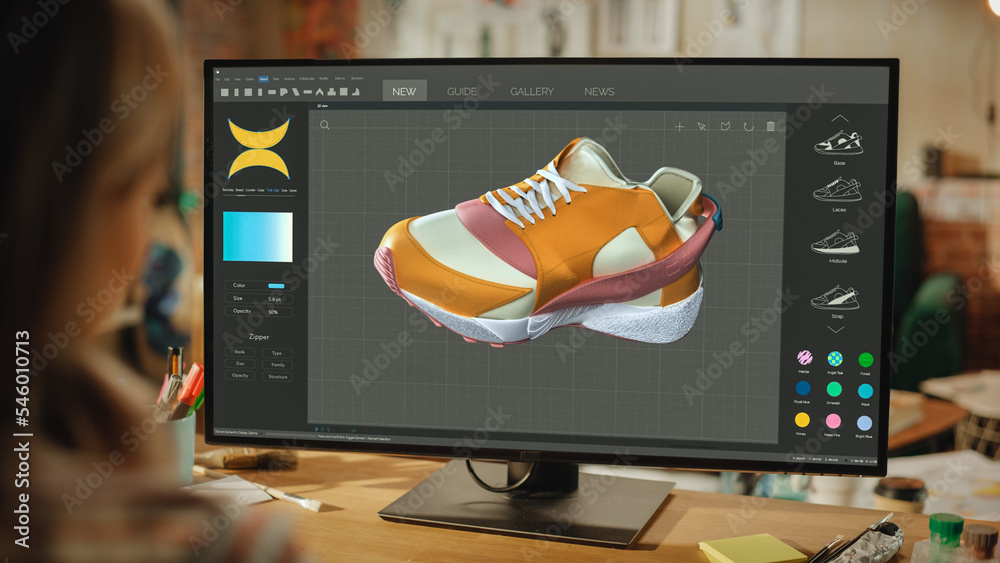Female Footwear Designer Creating and Rendering 3d Model of Stylish ...