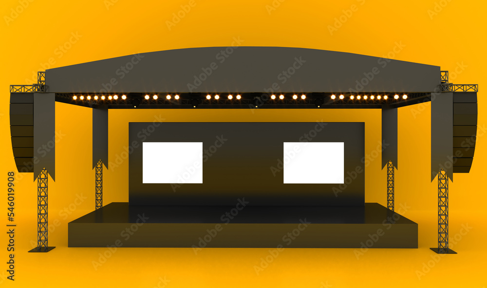 Stage rigging truss system with blank backdrop concert performance ...