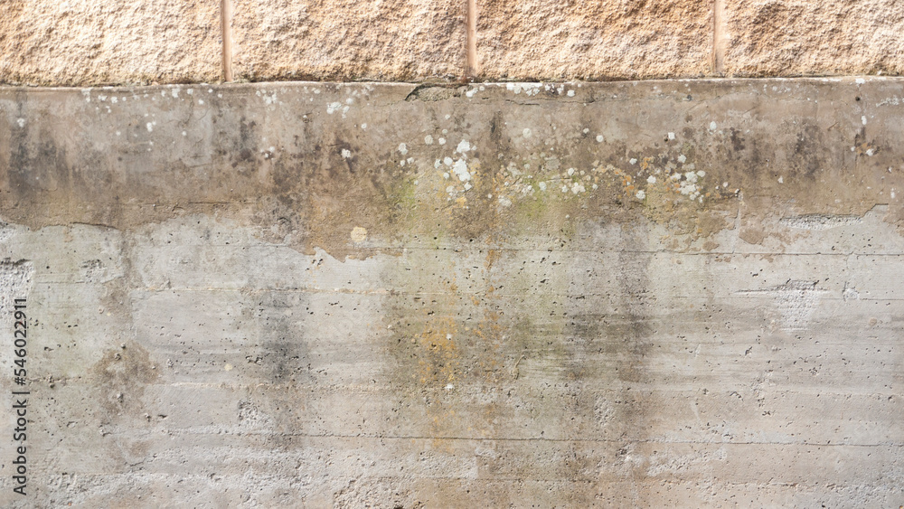Muro de hormigón con humedades y restos de líquen Stock Photo | Adobe Stock