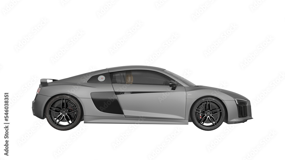 side view of mid grey car isolated on white, AUDI R8 png transparent ...