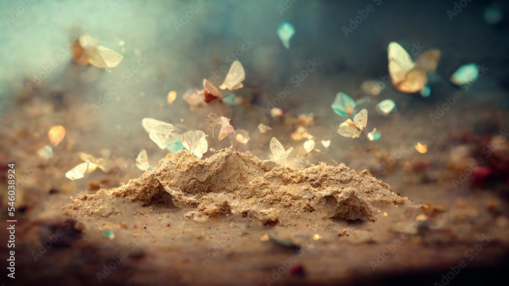 Science fantasy sand or gravel become butterflies of mythological ...