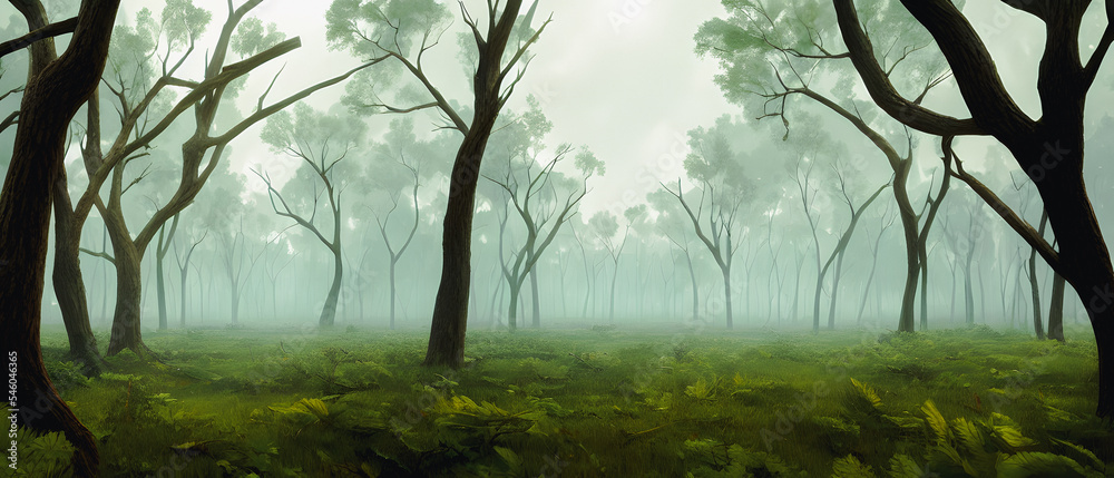 Artistic concept illustration of a destroyed forest,background ...