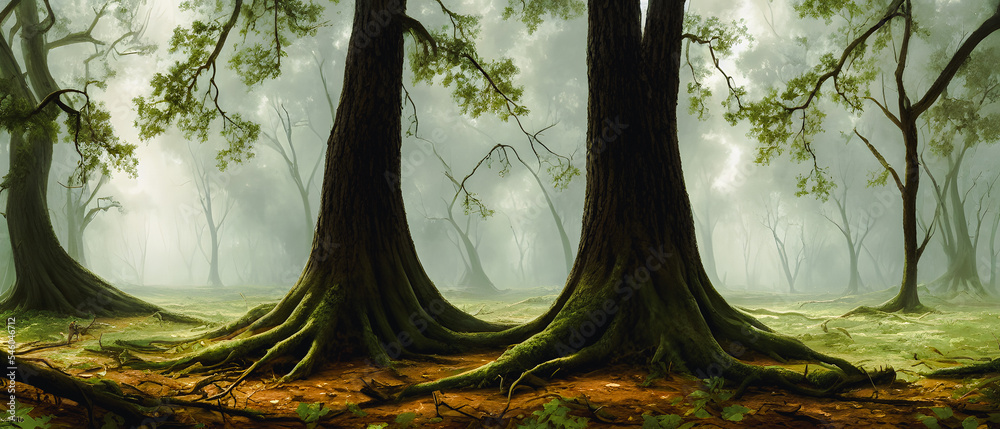 Artistic concept illustration of a destroyed forest,background ...
