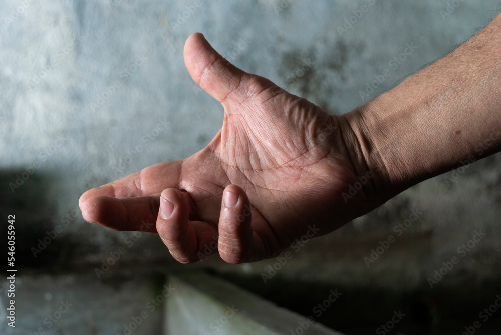 Older man's hands, anatomical detail, skin texture, expression and ...