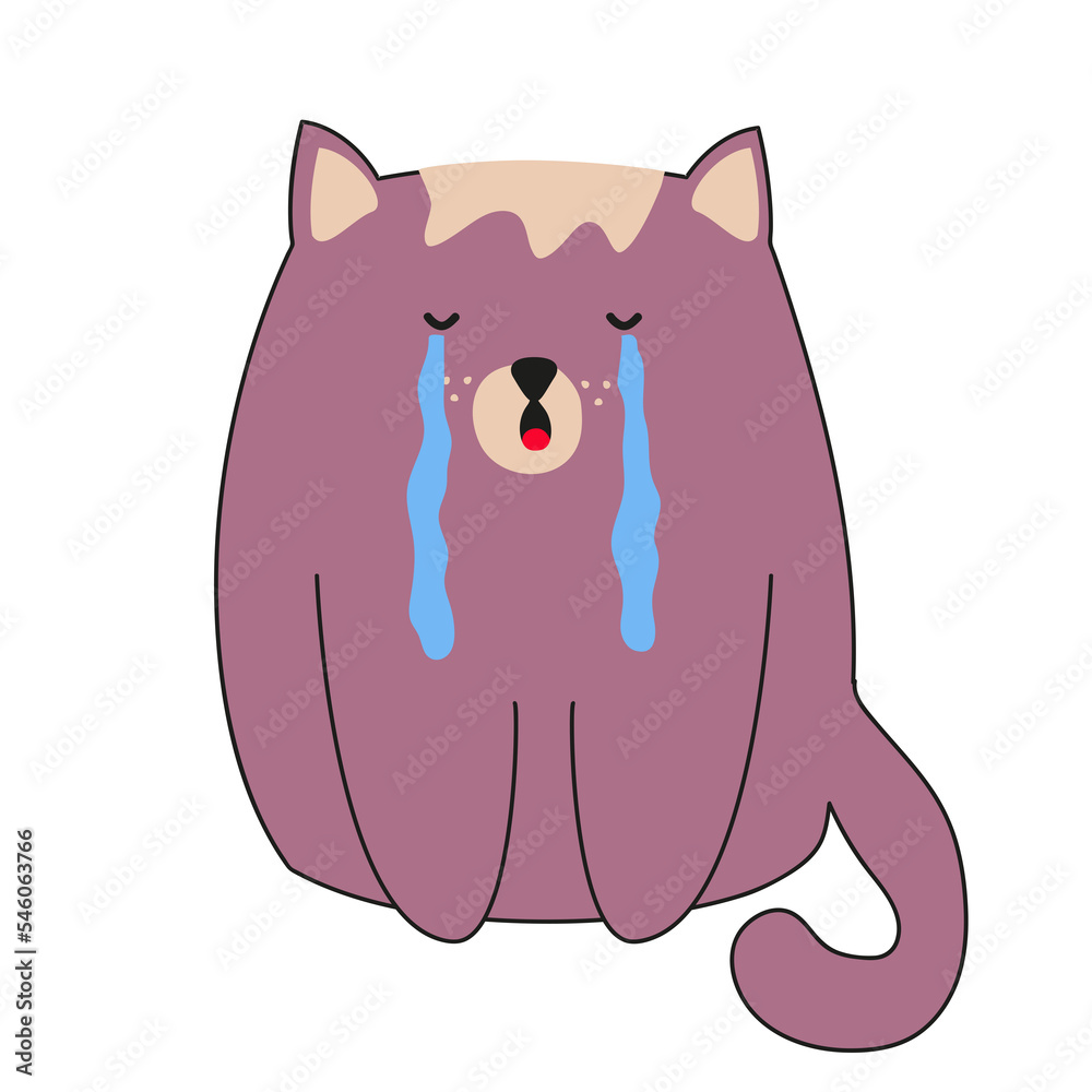 Cartoon cat crying, sad cat with tears Stock Illustration | Adobe Stock
