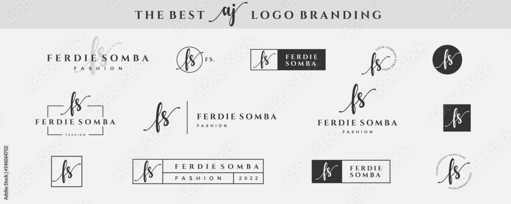 Initial simple letter FS F logo monogram on black for beauty, fashion ...
