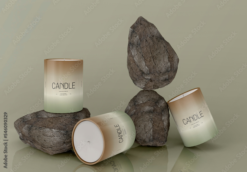 3d Three Scented Candle Mockup Stock Template | Adobe Stock