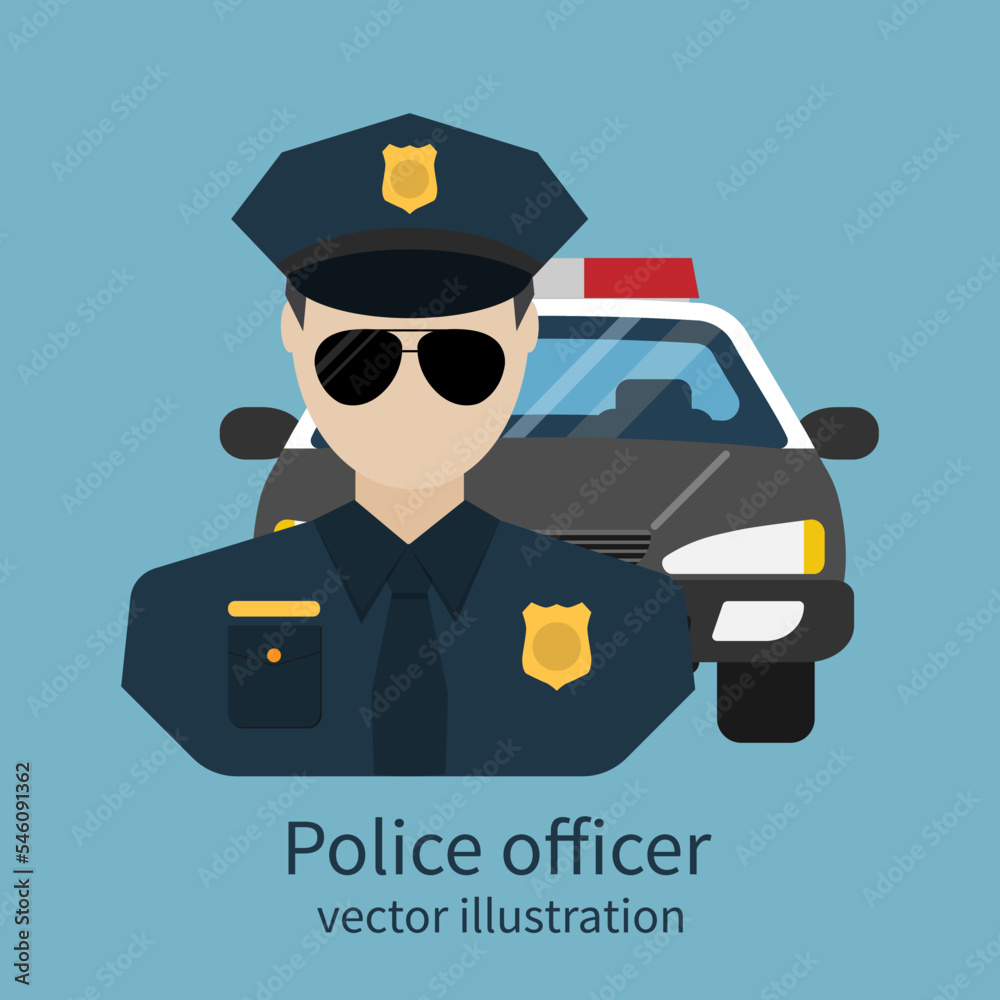 Police officer avatar. Vector illustration, flat design. Police officer ...