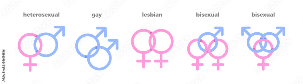 Set of sexual orientation vector symbols. Pink and blue icon signs ...