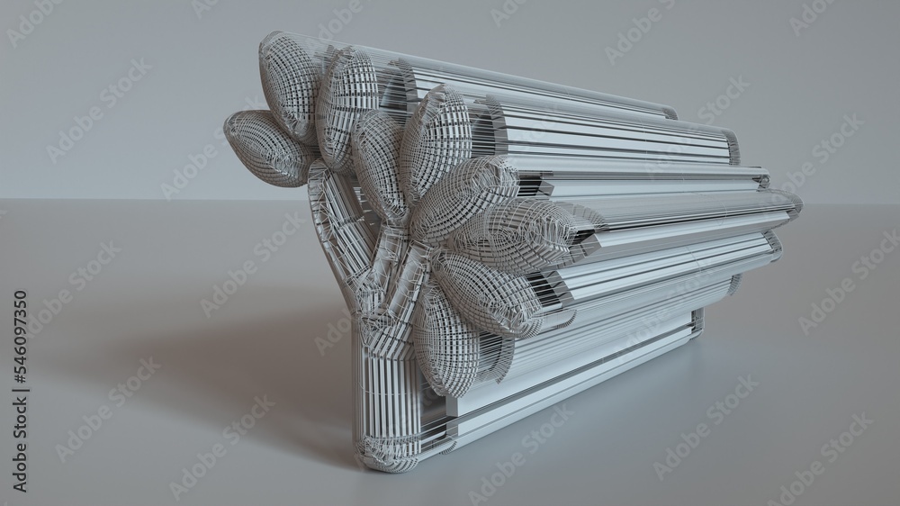 3D Illustration of a building based on the diagram of a tree. Notice ...