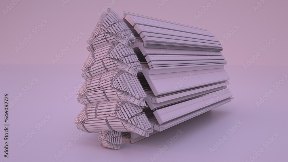 3D Illustration of a building based on the diagram of a tree. Notice ...