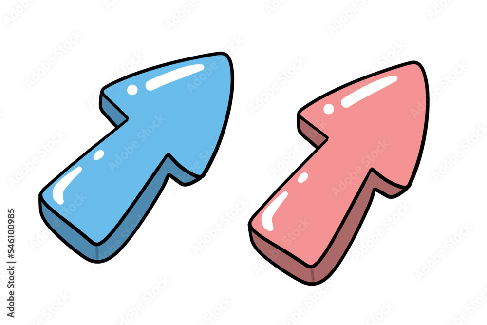 Hand Drawn Colorful Puffy Arrows Isolated on White Background. Doodle ...