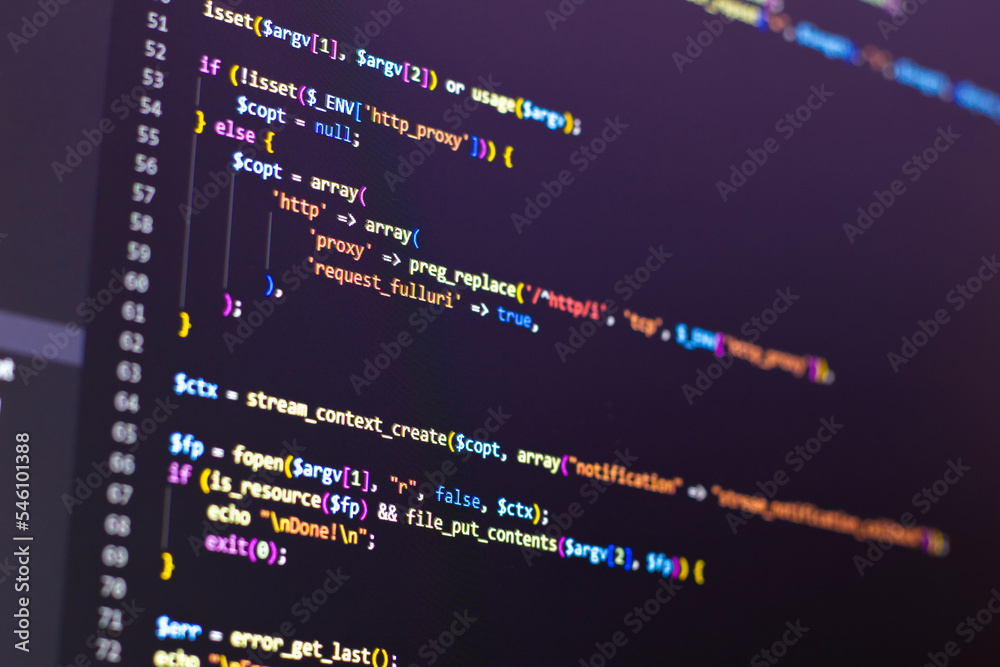 PHP Laravel coding. Can be used as background Stock Photo | Adobe Stock