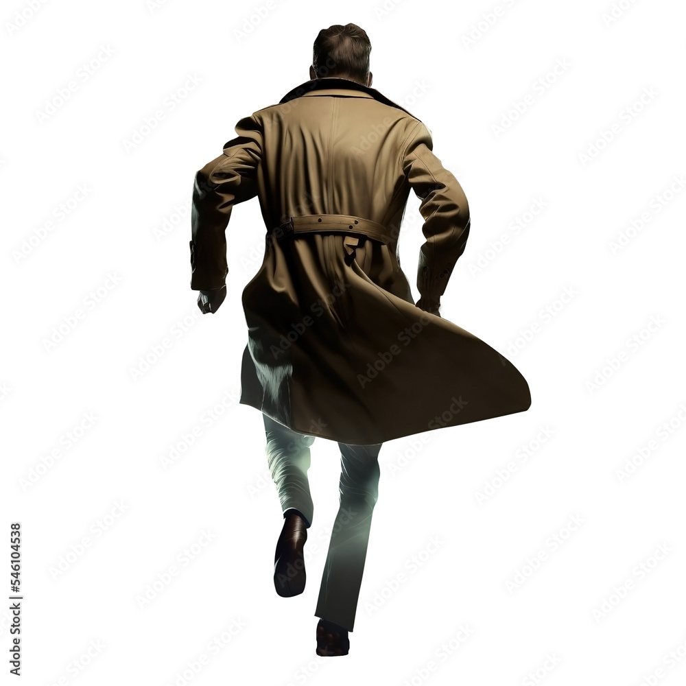 Walking Man In Trench Coat