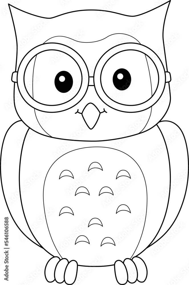 Owl Animal Isolated Coloring Page for Kids Stock Vector | Adobe Stock