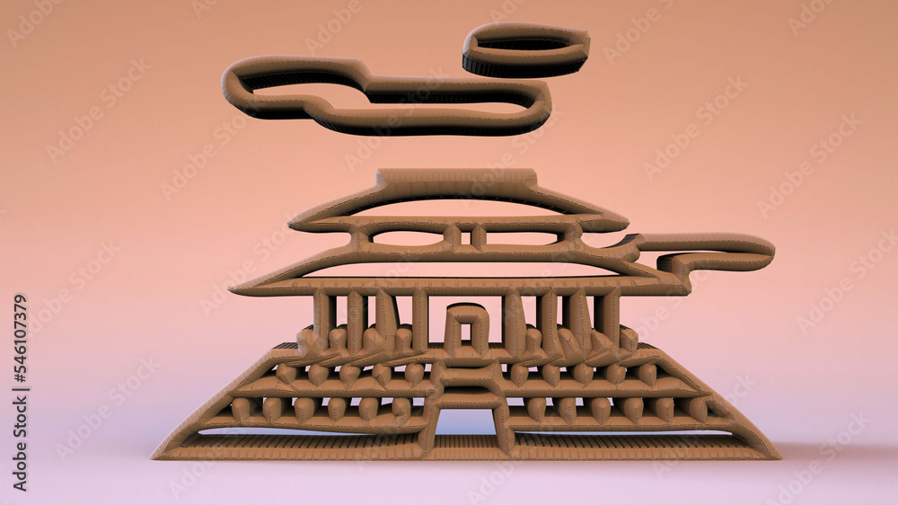 3D Illustration of an object-artefact-art piece from the era of the ...