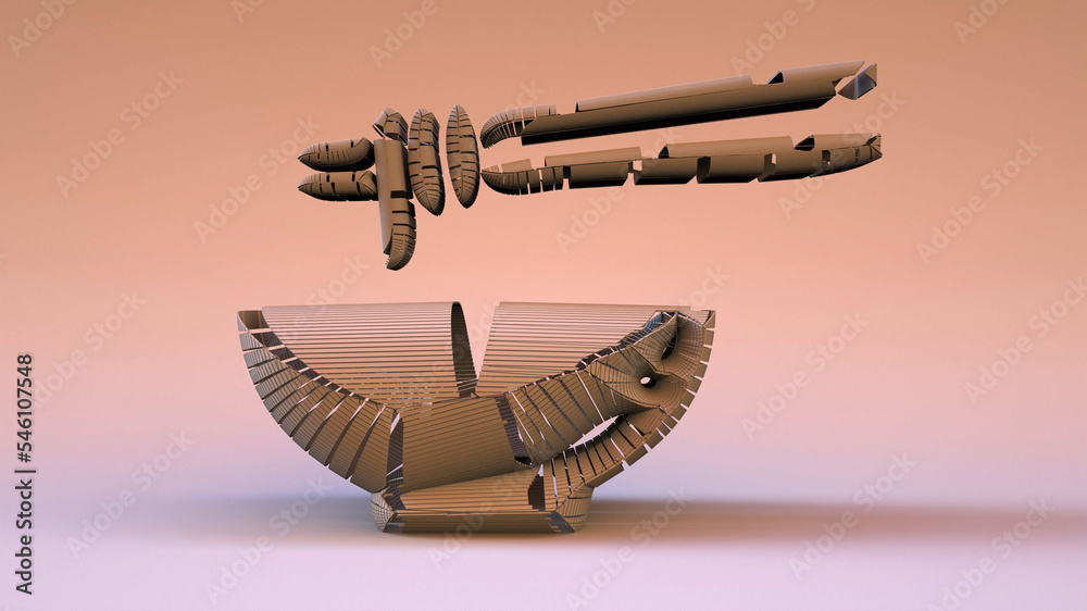 3D Illustration of an object-artefact-art piece from the era of the ...