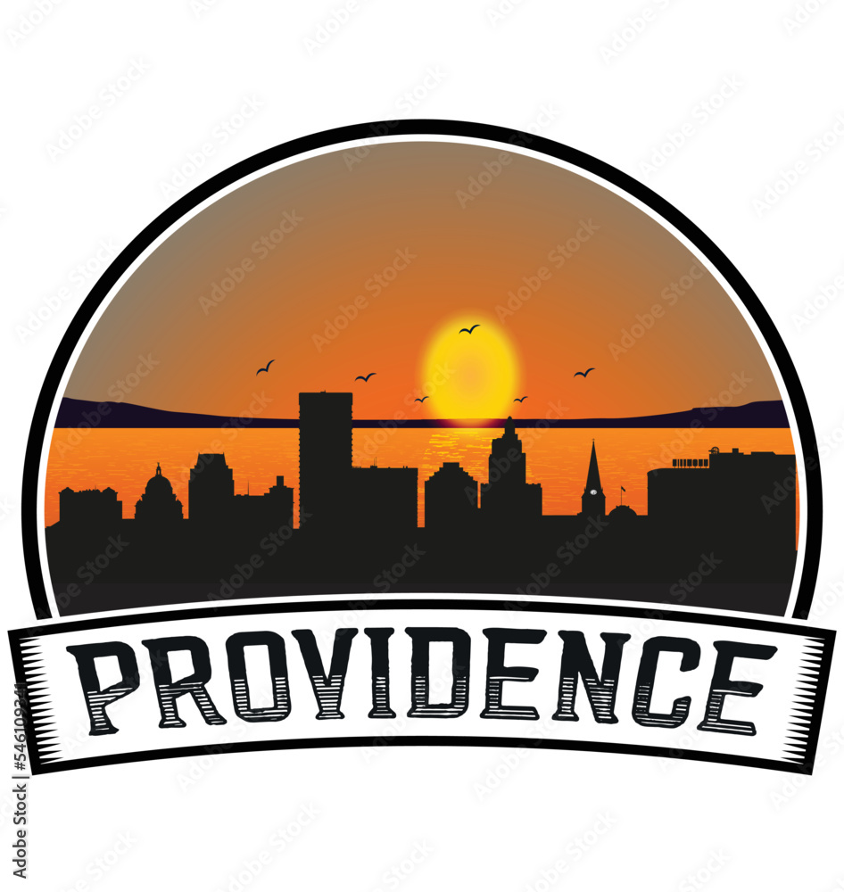 Providence Rhode Island USA Skyline Sunset Travel Souvenir Sticker Logo ...