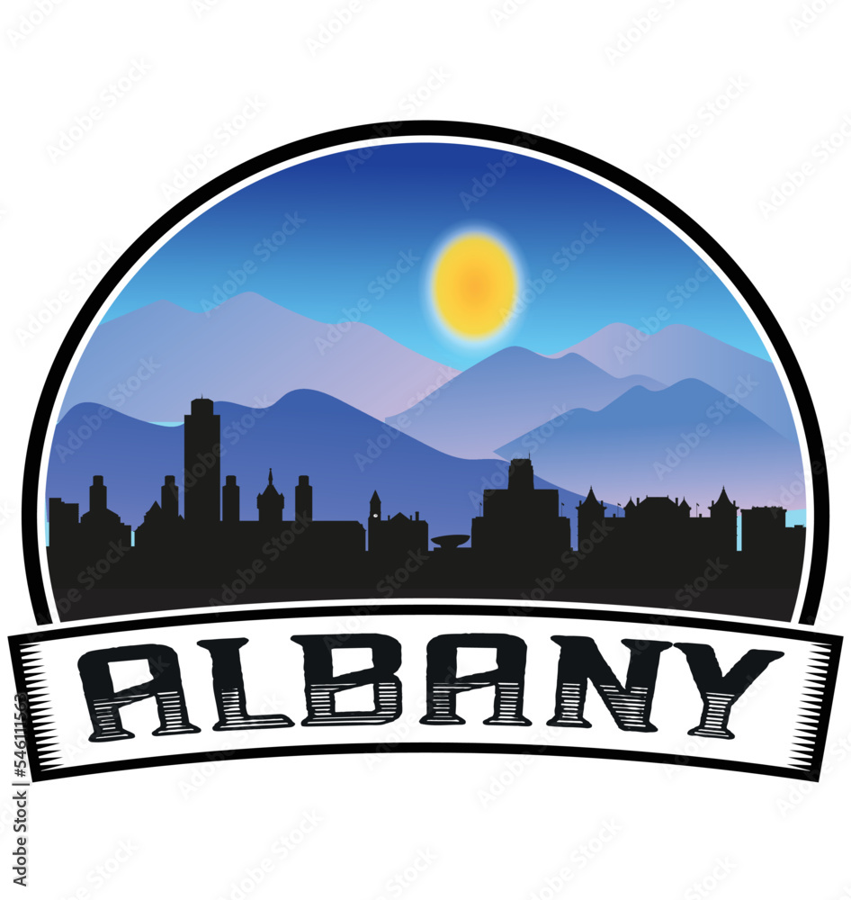 Albany New York USA Skyline Sunset Travel Souvenir Sticker Logo Badge ...