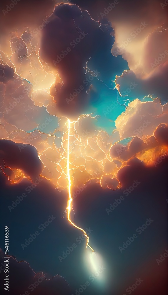 Dreamy lightning storm background. Stormy background, dramatic ...