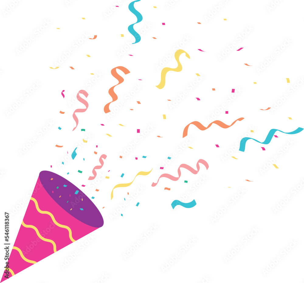 cute party popper confetti illustration . confetti isolated, explosion ...